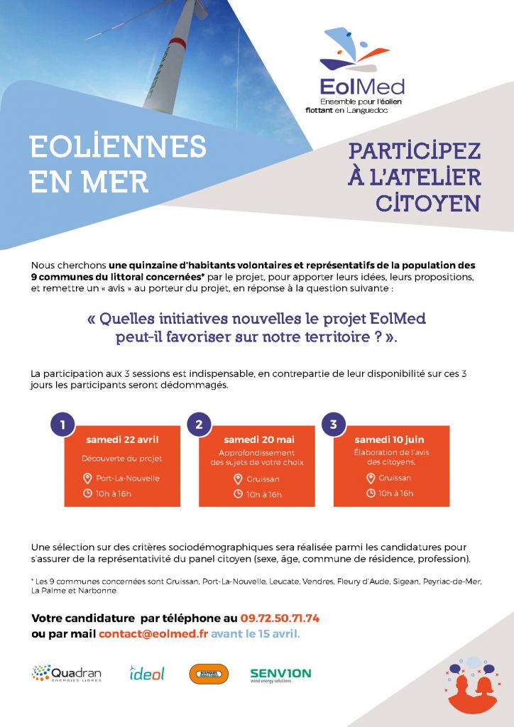 EOLIENNE EN MER : Demande de volontaires “EolMed” | Nautic PLN